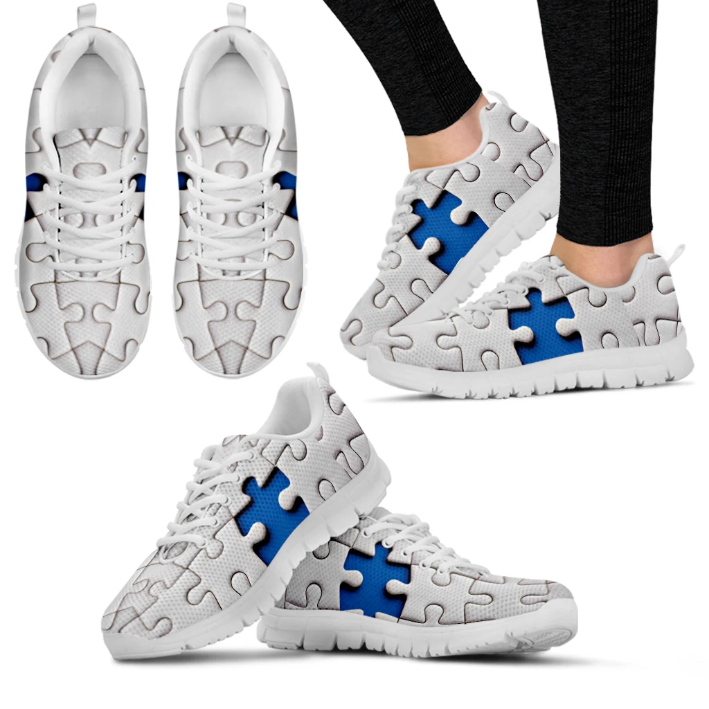 Autism Awareness Designs Luxury Brand Sneakers Puzzle Print Footwear ...