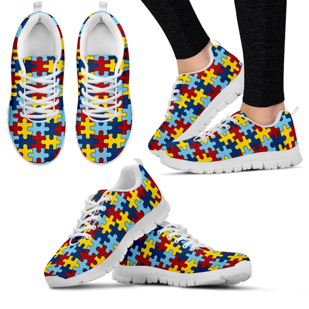 Autism Awareness Designs Luxury Brand Sneakers Puzzle Print Footwear ...