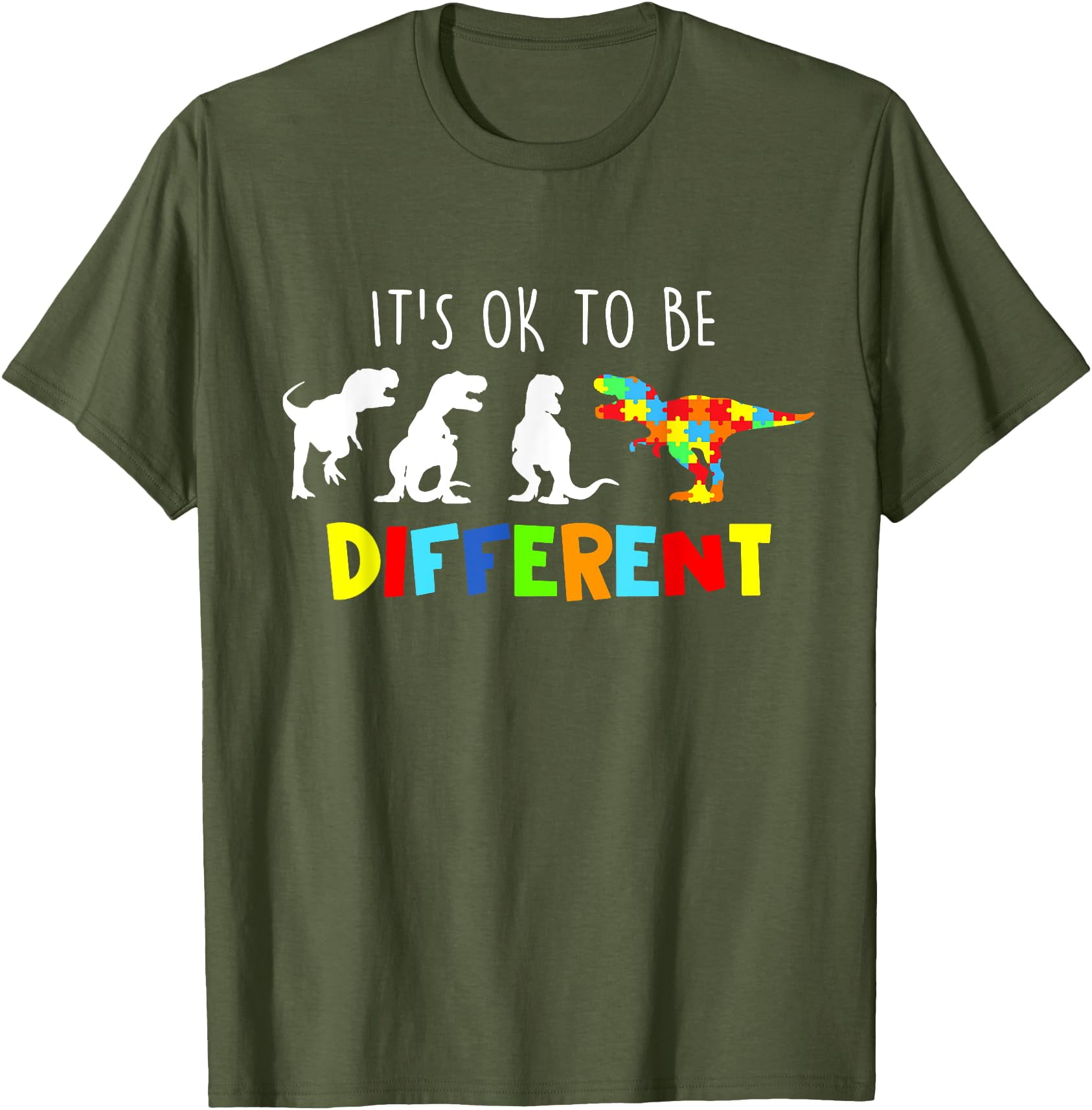 Autism Awareness Dino Dinosaur Its Ok To Be Different Unisex T-Shirt ...