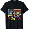 Autism Awareness Distressed Puzzle Piece Us American Flag T-Shirt ...
