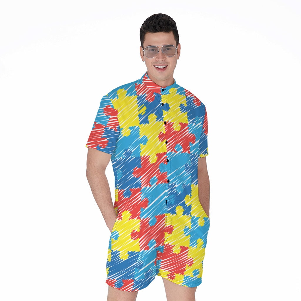 Autism Awareness Drawing Puzzle Short Sleeve Men'S Rompers, Autism ...