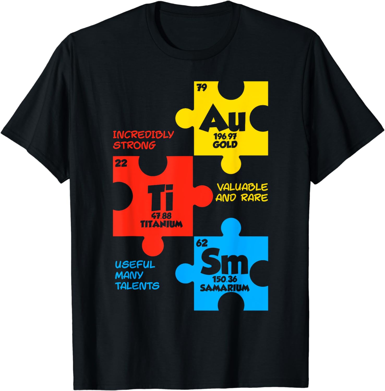 Autism Awareness Elements Periodic Table ASD Women Men T-Shirt ...