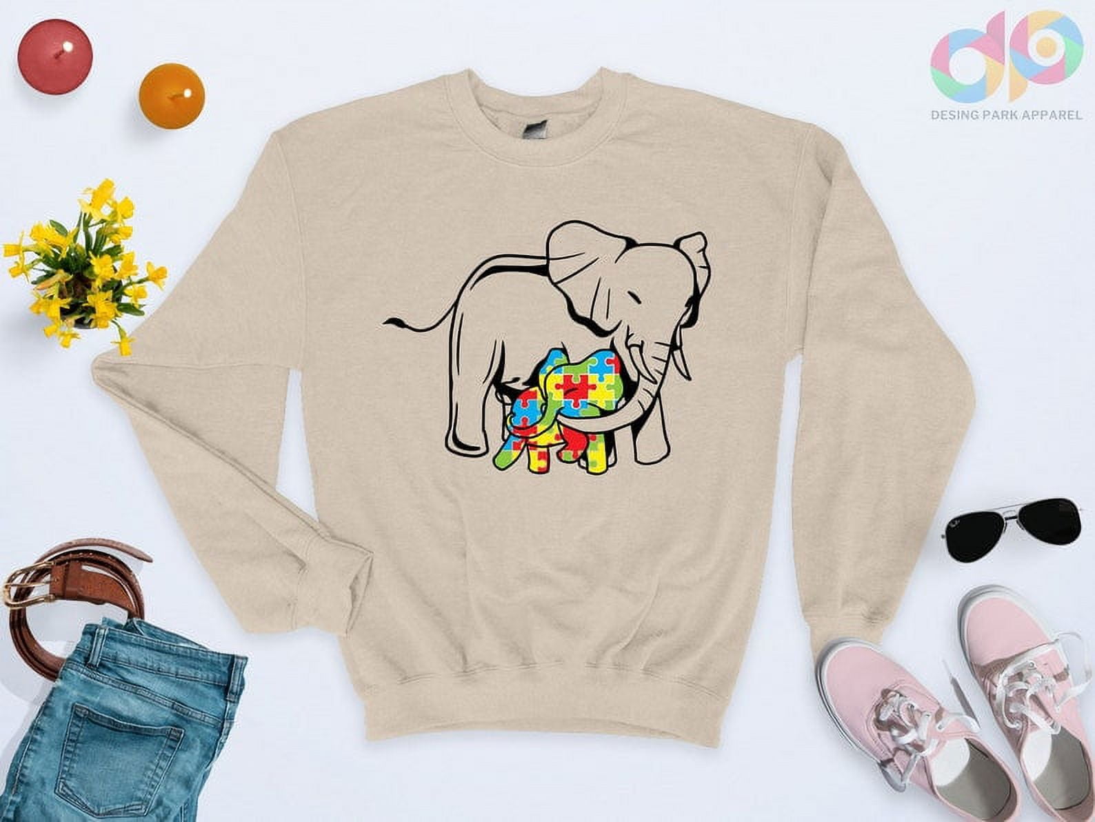 Autism Awareness Elephant Sweatshirt, Puzzle Piece Shirt, Autism Mom ...
