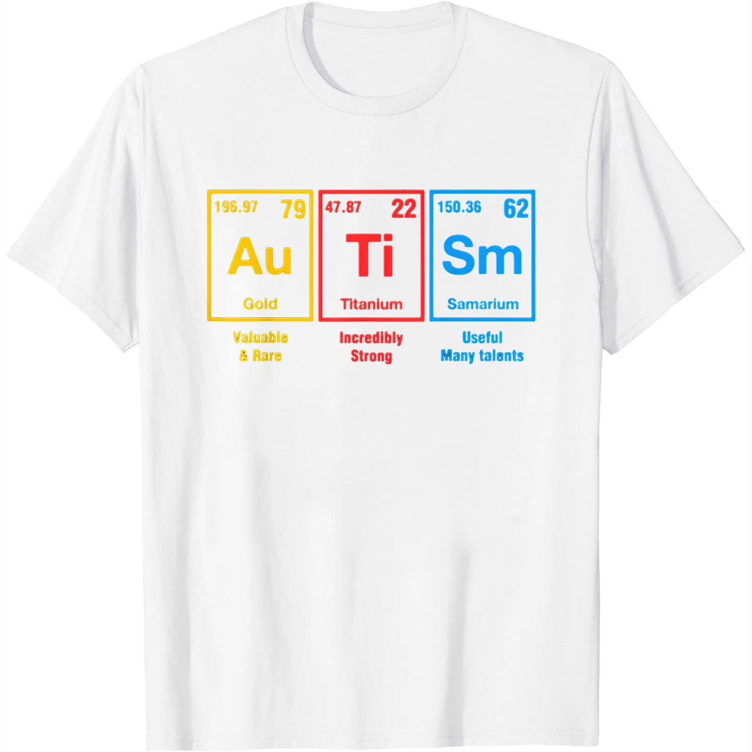 Autism Awareness Elewoments Periodic Table ASD Women Kids T-Shirt White ...