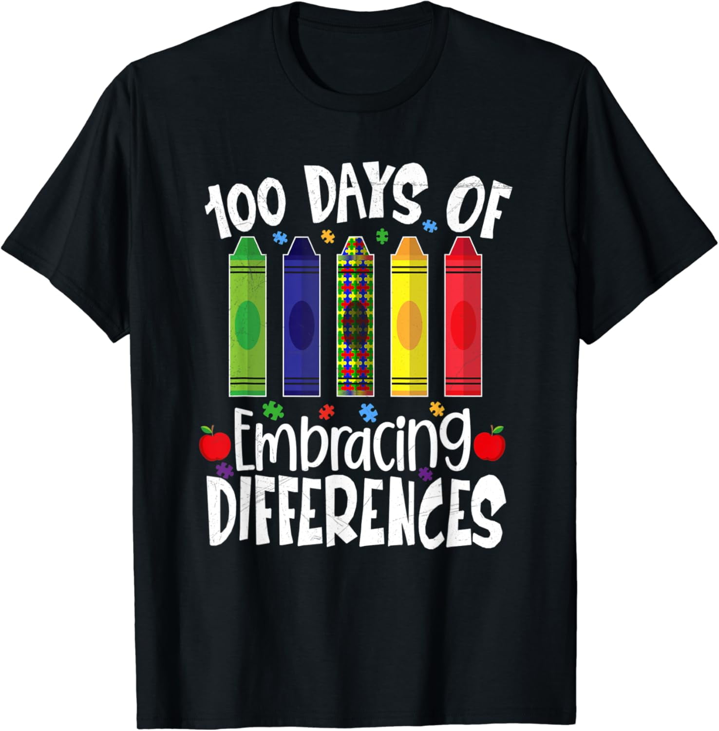 Autism Awareness Embrace Differences 100 Days Of School IEP T-Shirt ...