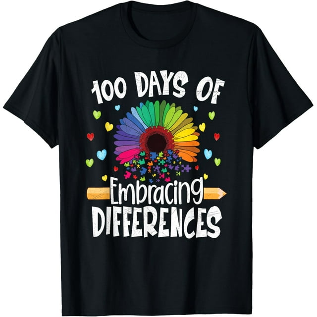 Autism Awareness Embrace Differences 100 Days Of School IEP T-Shirt - Walmart.com