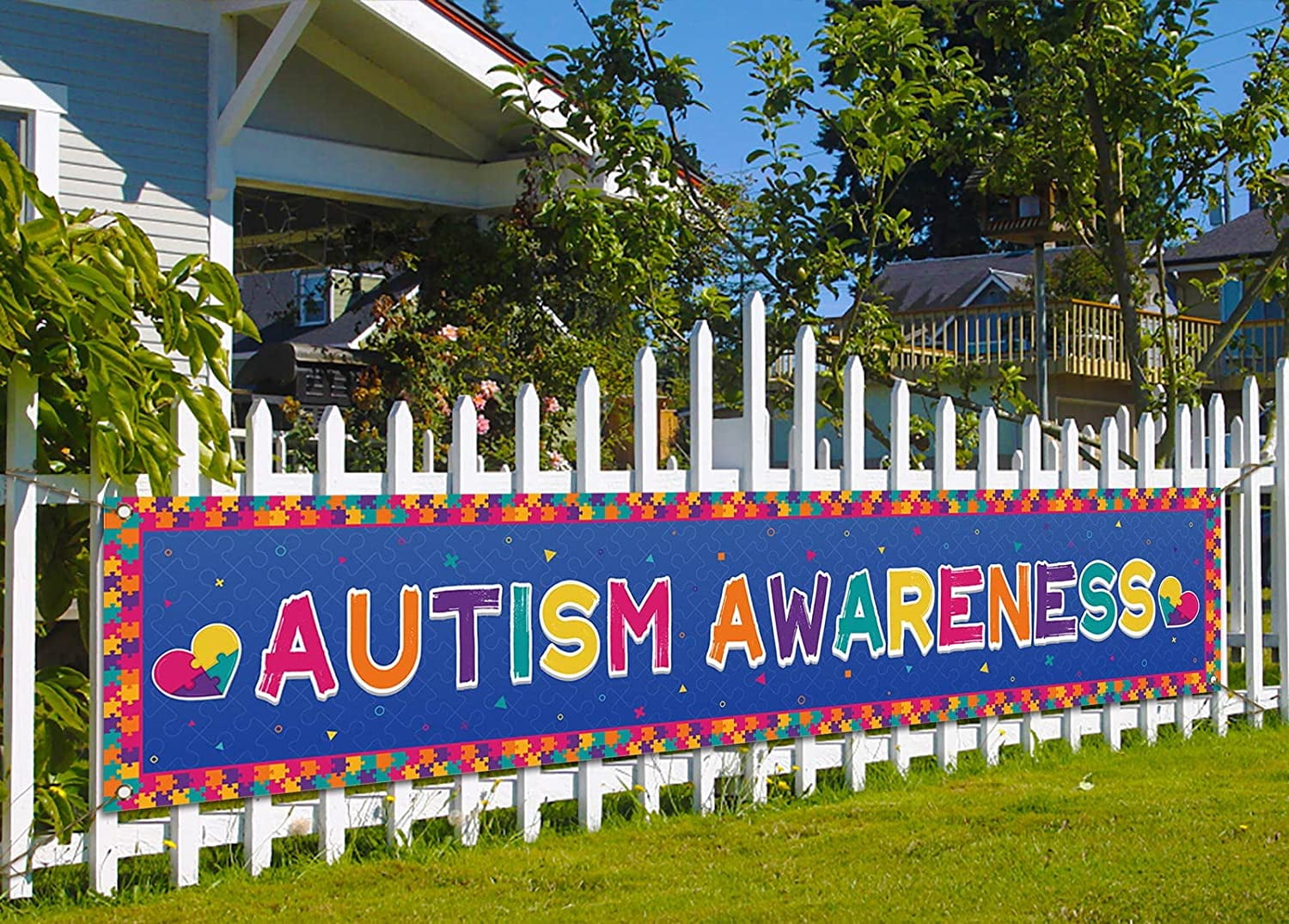 Autism Awareness Fence Banner Love Needs No Words April Decoration ...