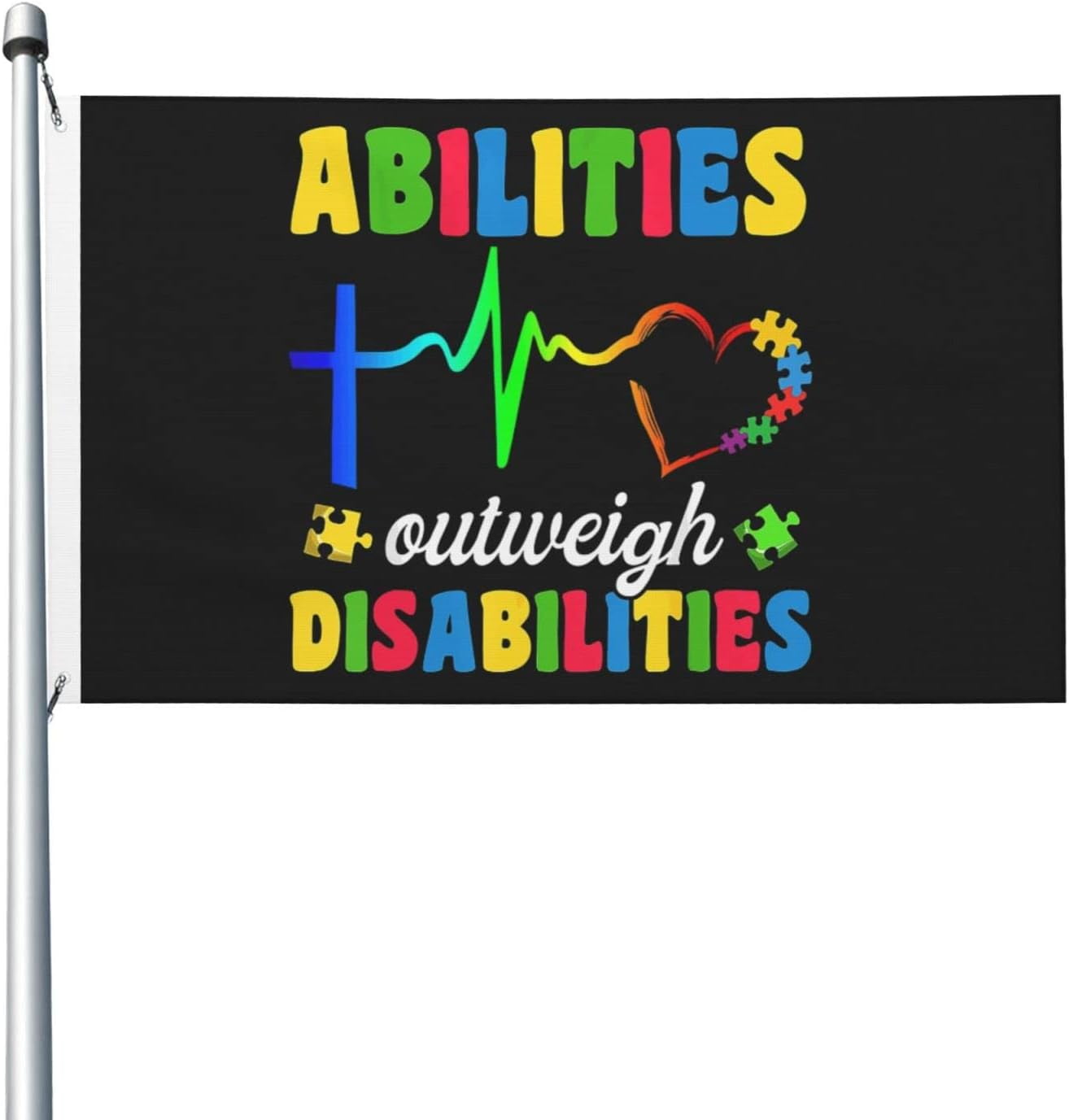 Autism Awareness Flag Abilities Outweigh Disabilities Flag For Room ...