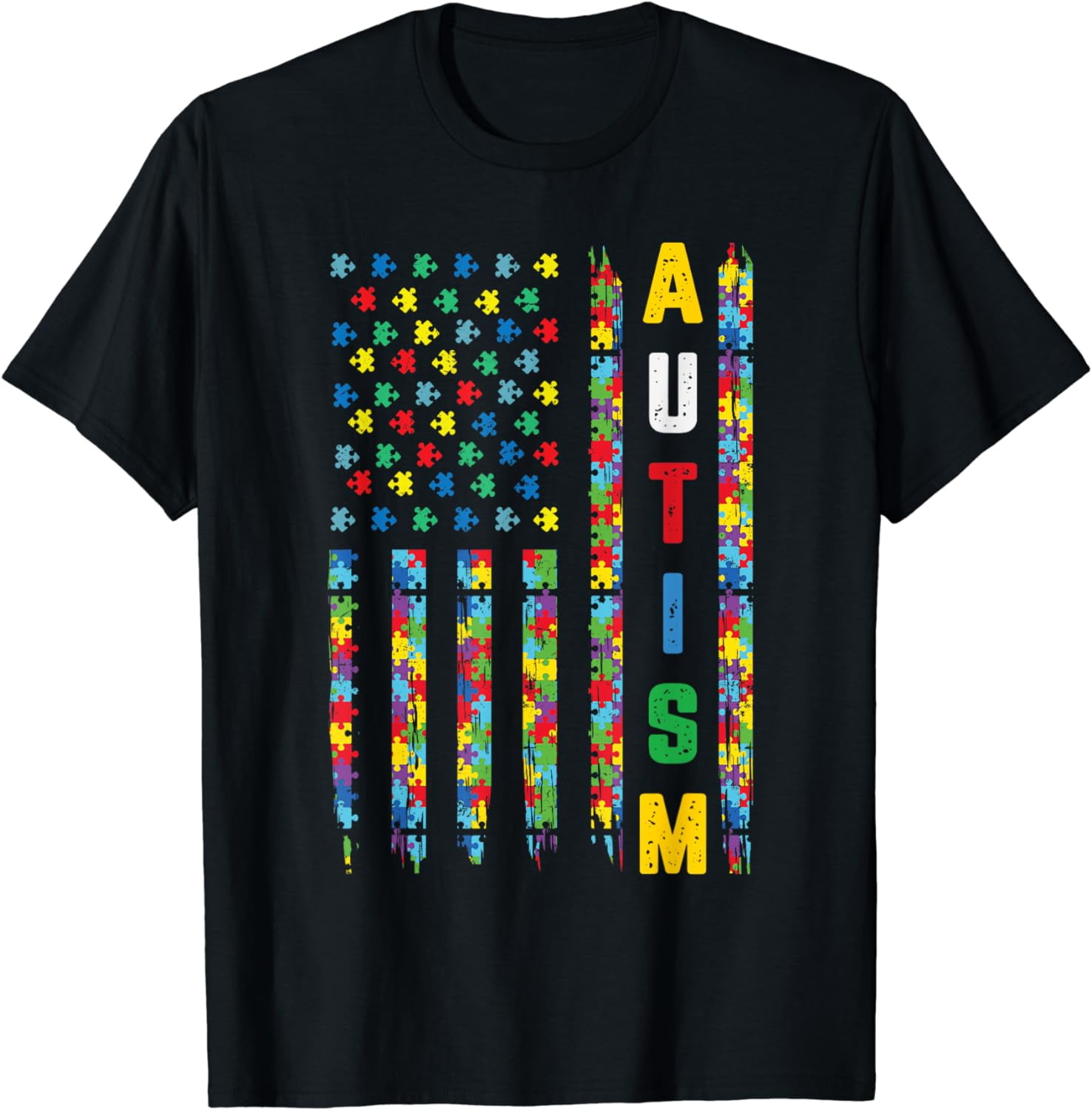 Autism Awareness Flag Shirt, American Flag Autism Dad Mom T-Shirt ...
