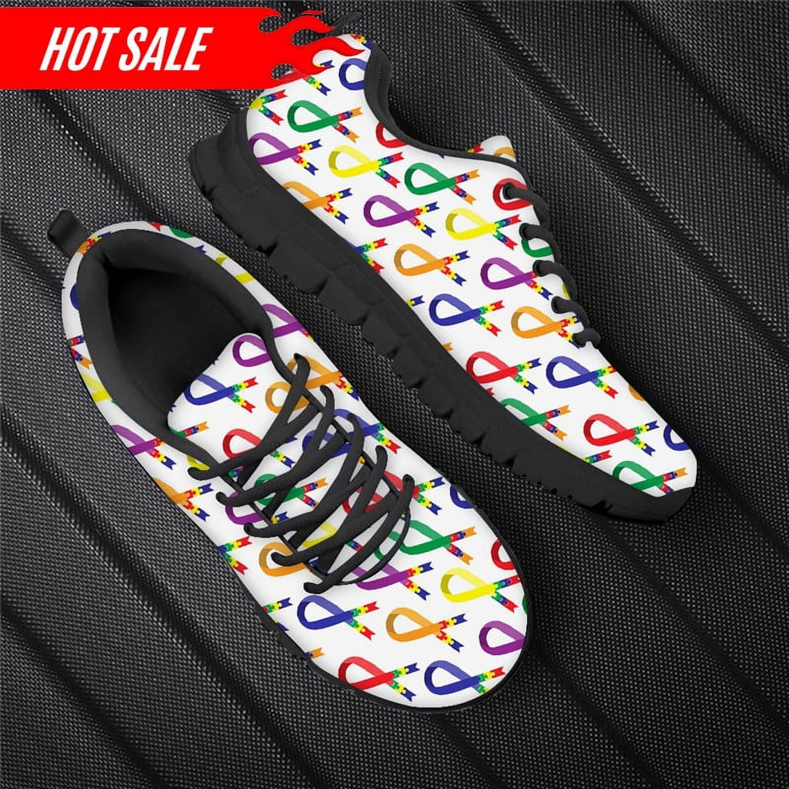 Autism Awareness Flats Shoes for Women Girls Breathable 2023 New ...