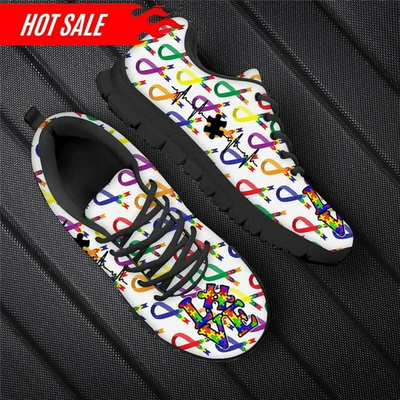 Autism Awareness Flats Shoes for Women Girls Breathable 2023 New ...
