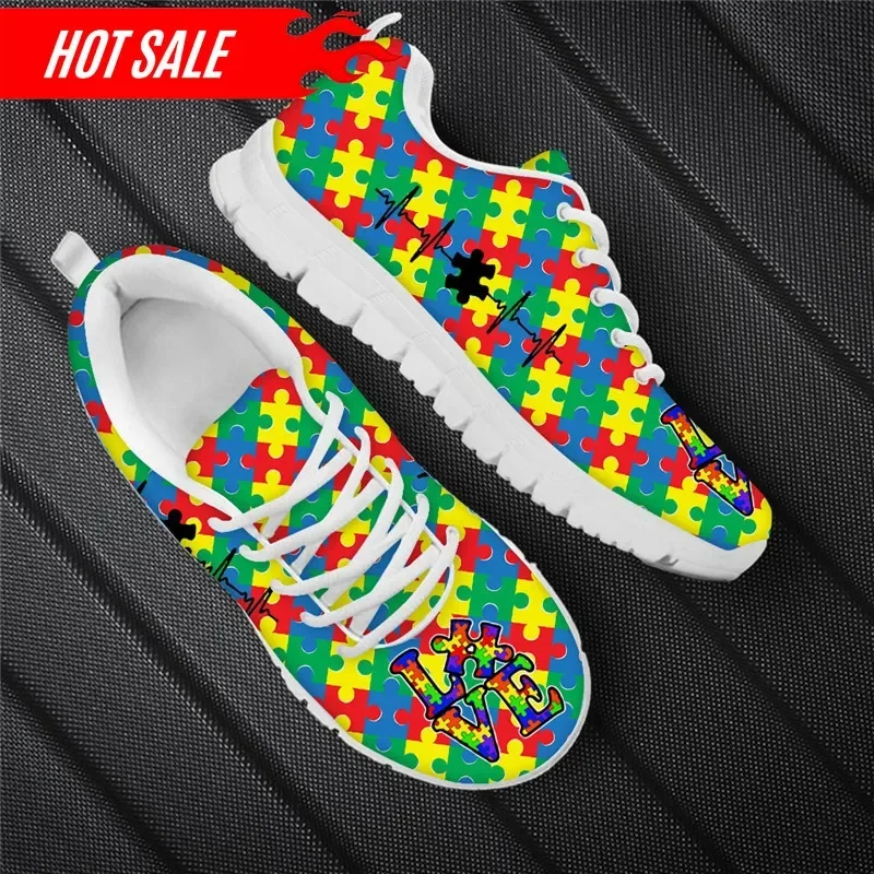 Autism Awareness Flats Shoes for Women Girls Breathable 2023 New ...