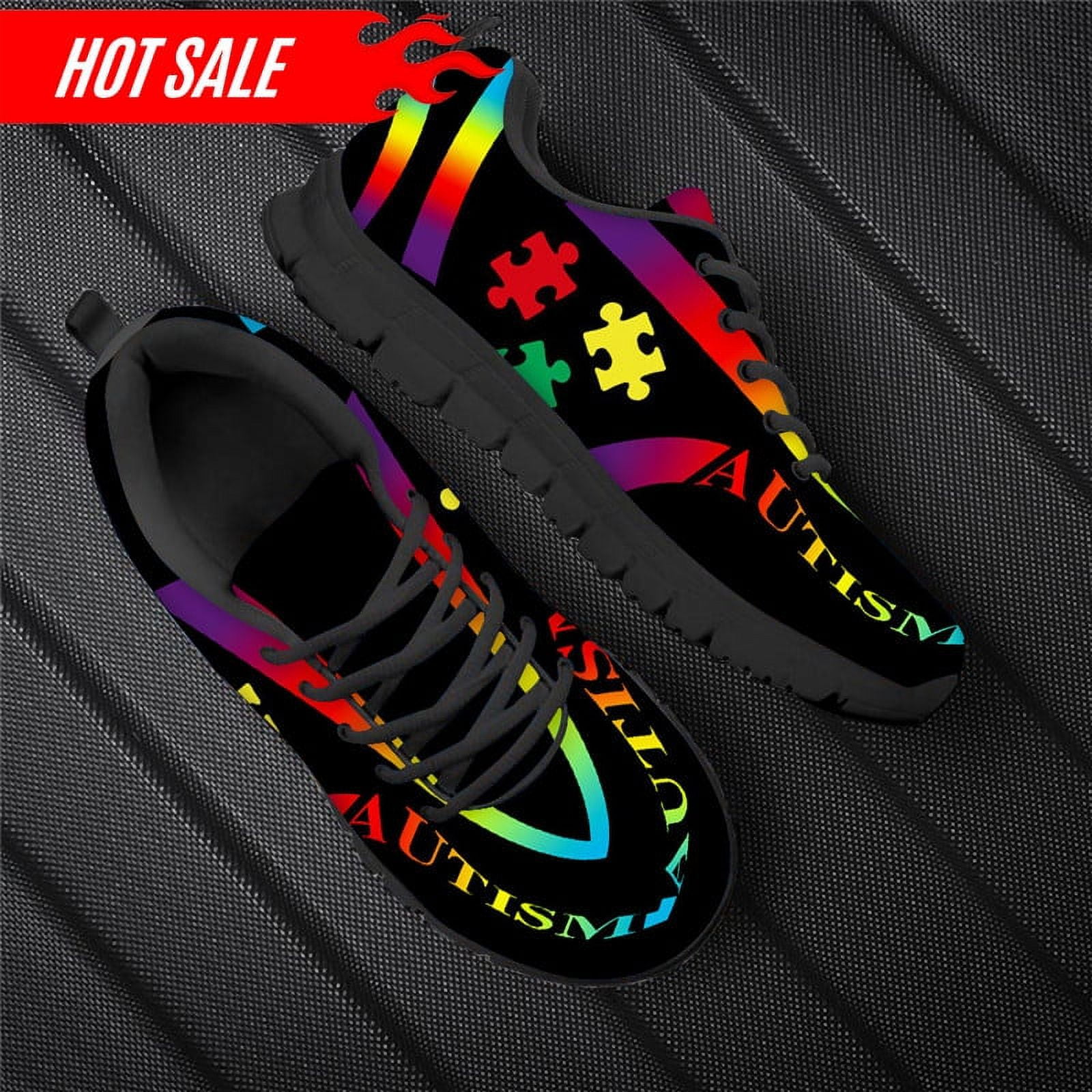 Autism Awareness Flats Shoes for Women Girls Breathable 2023 New ...