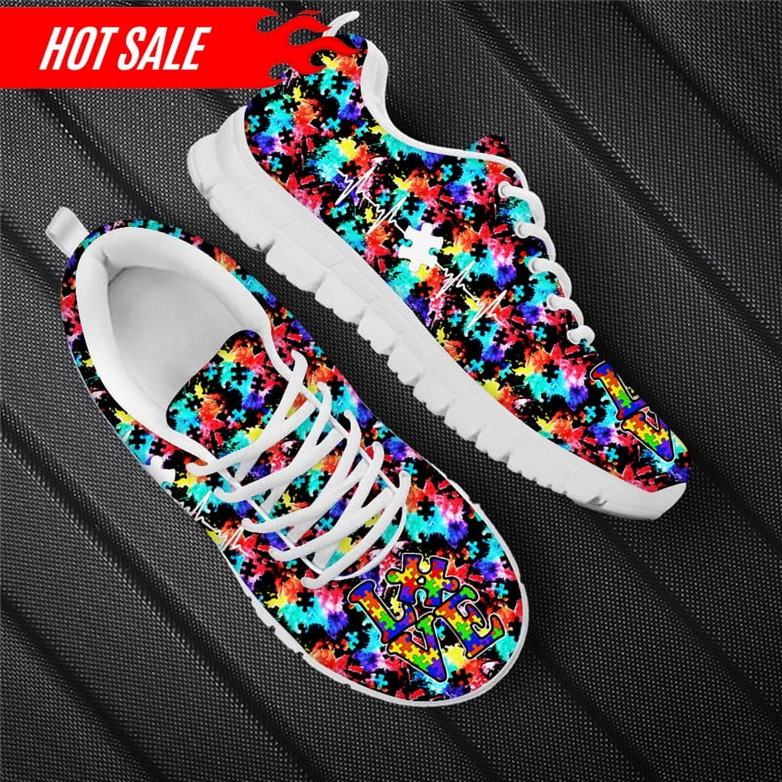 Autism Awareness Flats Shoes for Women Girls Breathable 2023 New ...