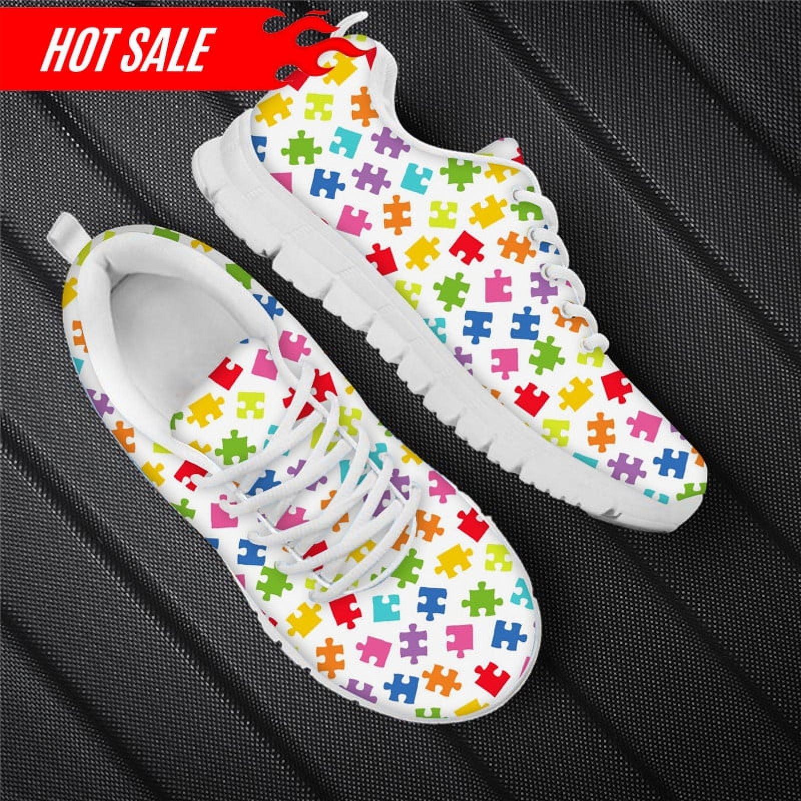 Autism Awareness Flats Shoes for Women Girls Breathable 2023 New ...