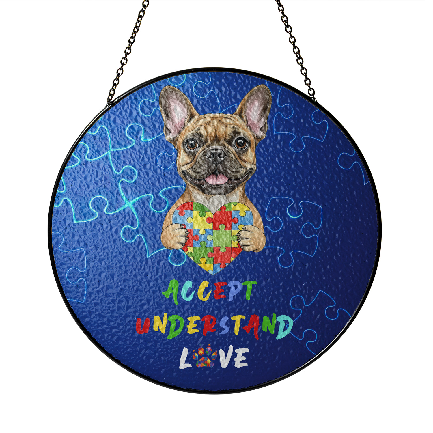 Autism Awareness French Bulldog Accept Understand Love Stained Glass ...