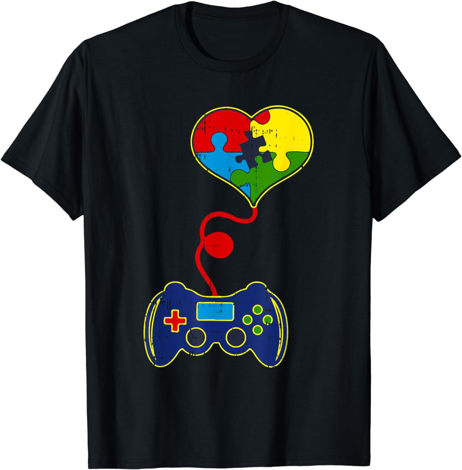Autism Awareness Gamer Boys Girls Gaming Controller Heart T-Shirt ...
