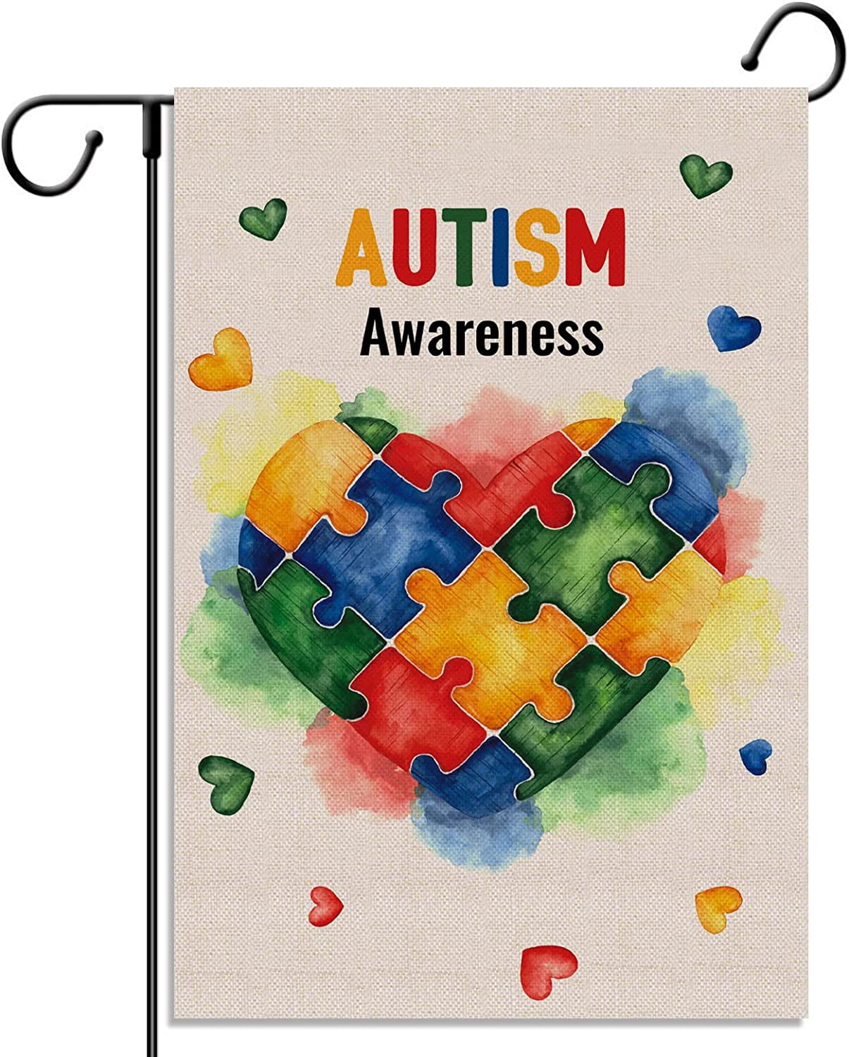 Autism Awareness Garden Flag Puzzle Piece Heart Inspirational Support ...