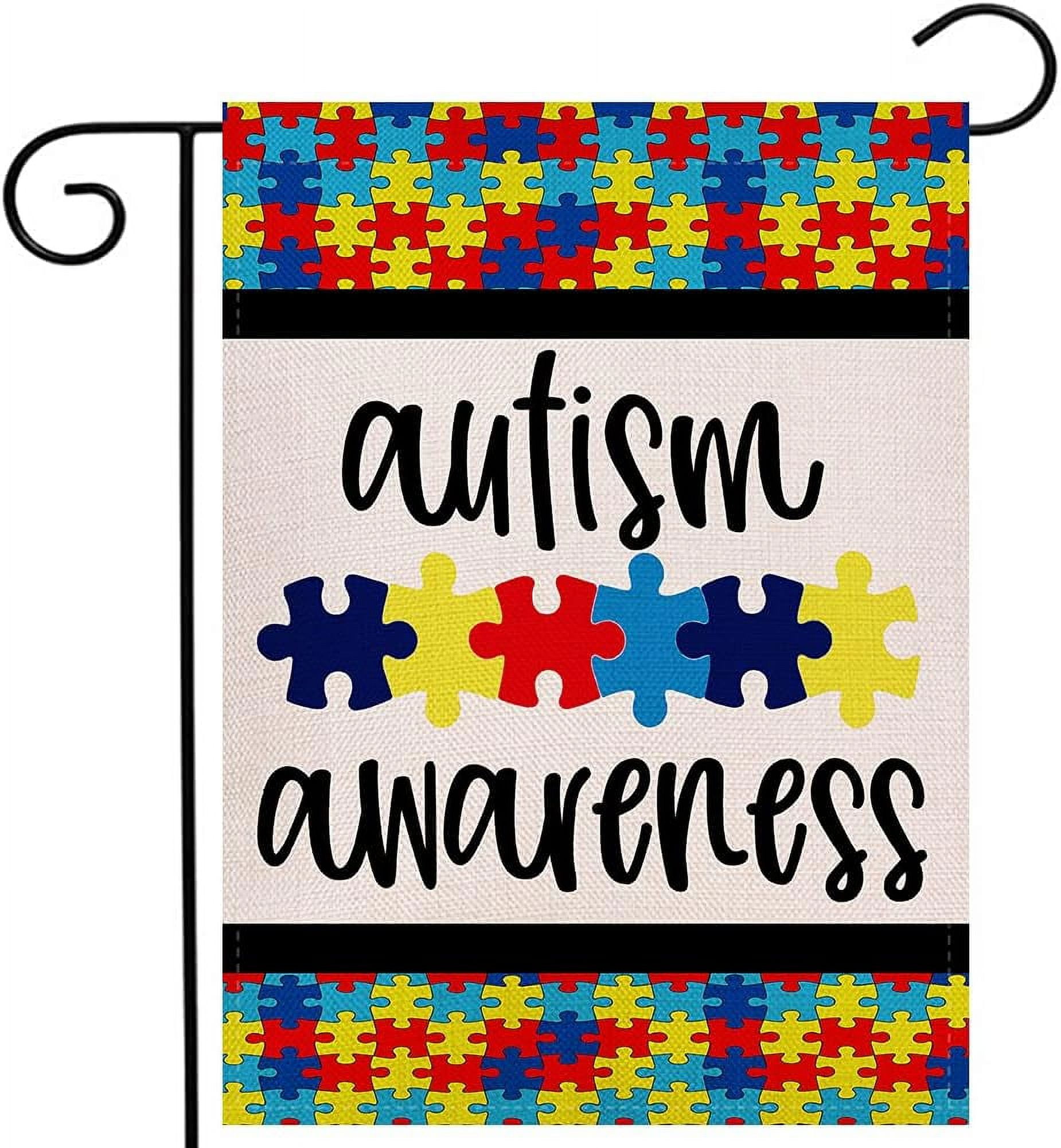 Autism Awareness Garden Flag Vertical Double Sized Puzzle Piece ...