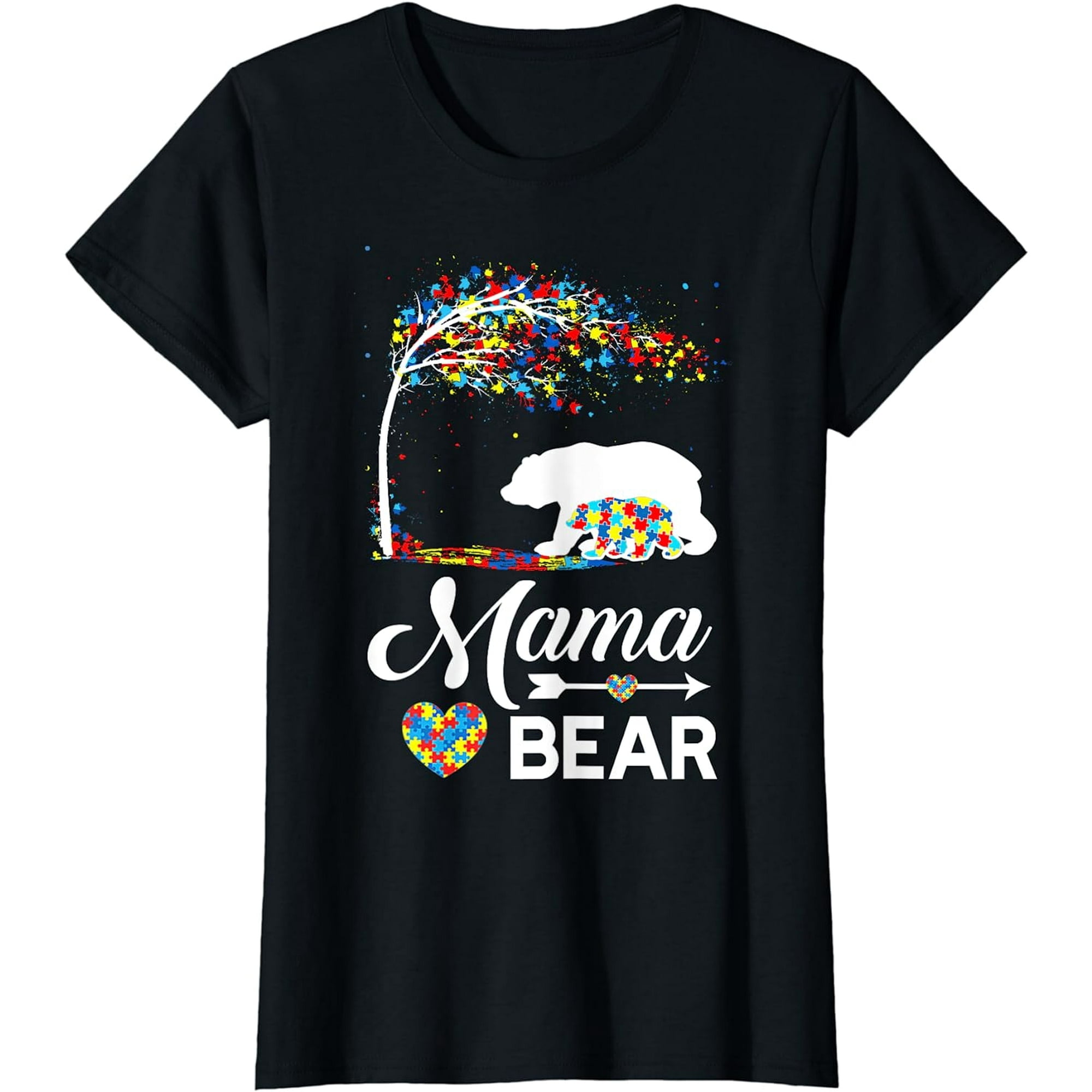Autism Awareness Gift Mama Bear Support Autistic Autism Mom T-Shirt ...