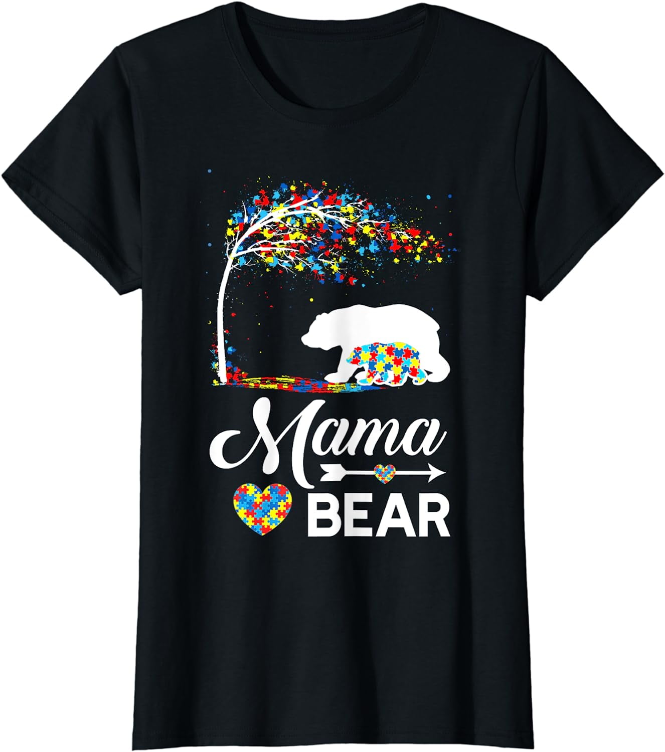 Autism Awareness Gift Mama Bear Support Autistic Autism Mom T-Shirt ...