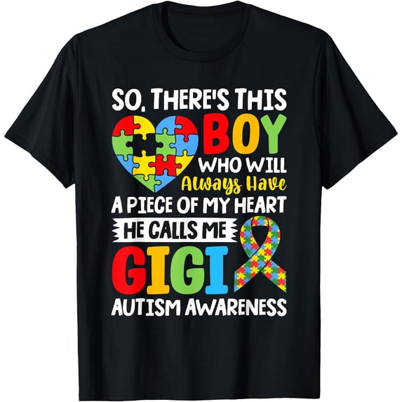 Autism Awareness Gigi Autistic Heart Proud Autism Grandma T-Shirt ...