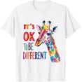 Autism Awareness Giraffe Animal Lover Its Ok To Be Different T-Shirt ...