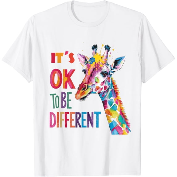 Autism Awareness Giraffe Animal Lover Its Ok To Be Different T-Shirt ...