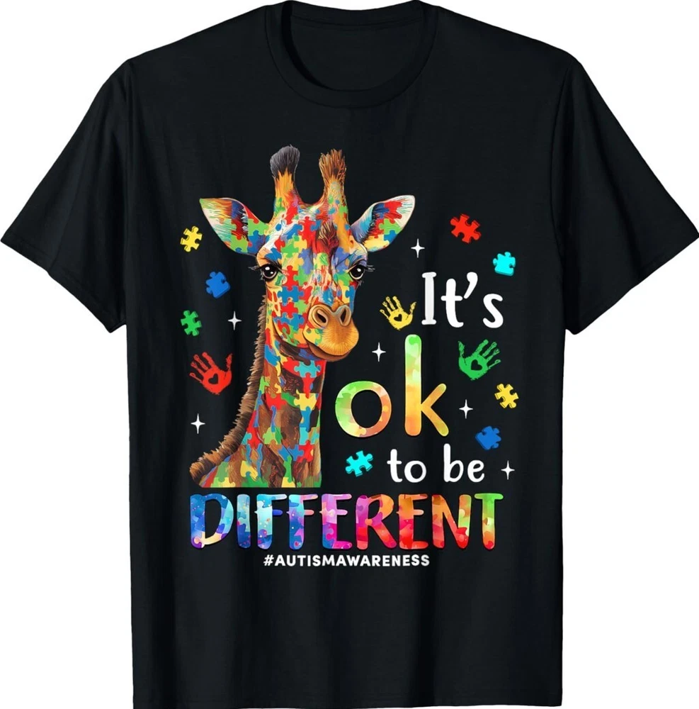Autism Awareness Giraffe It's OK to be DIFFERENT T-Shirt, for men ...