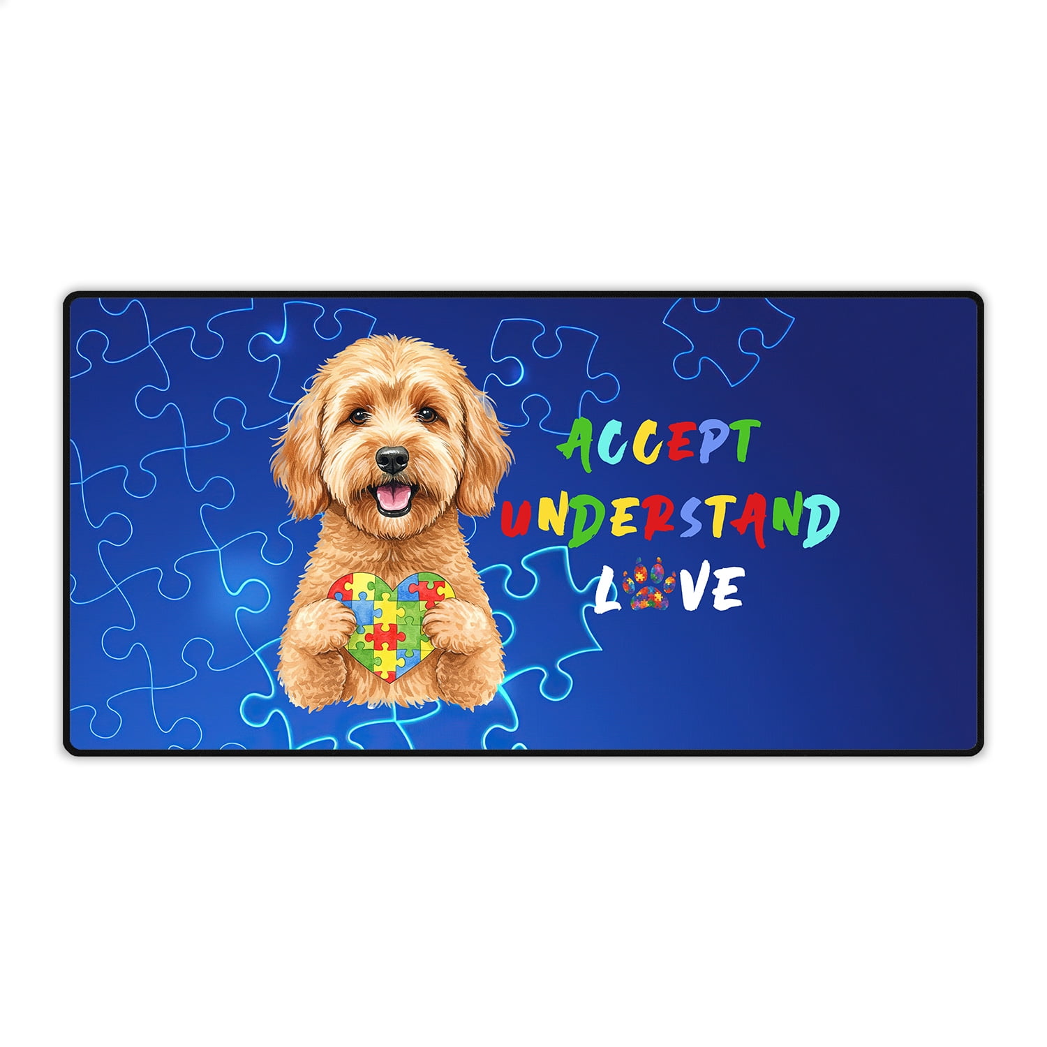 Autism Awareness Goldendoodle Accept Understand Love Desk Mat Full ...