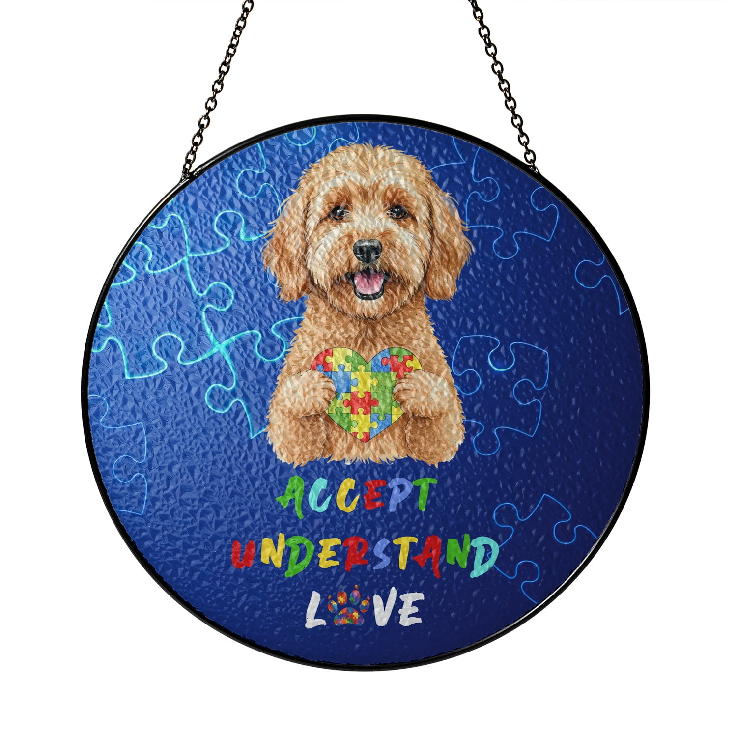 Autism Awareness Goldendoodle Accept Understand Love Stained Glass ...