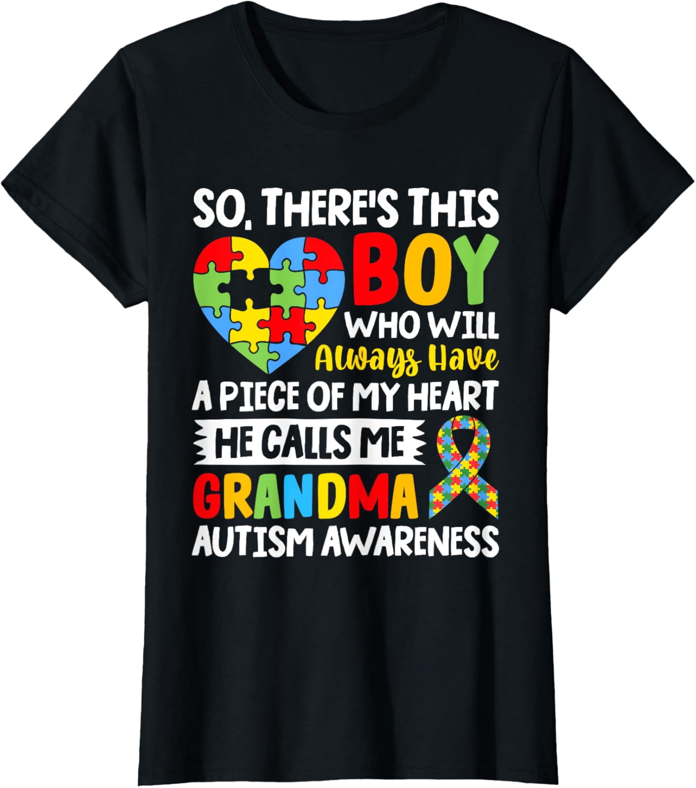 Autism Awareness Grandma Autistic Heart Proud Autism Grandma T-Shirt ...