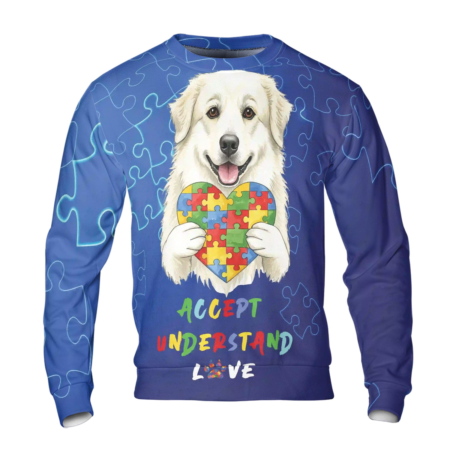 Autism Awareness Great Pyrenees Accept Understand Love All Over Print 3D Sweatshirt Unisex Merch ...