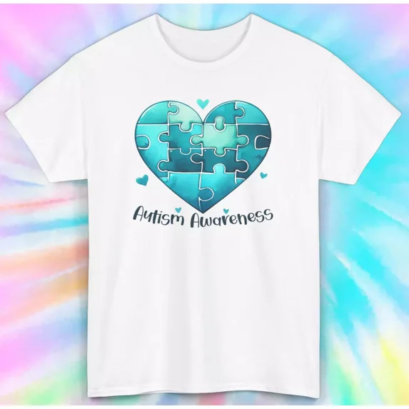 Autism Awareness Heart Tee Sizes Puzzle Piece Graphic Shirt Support ...