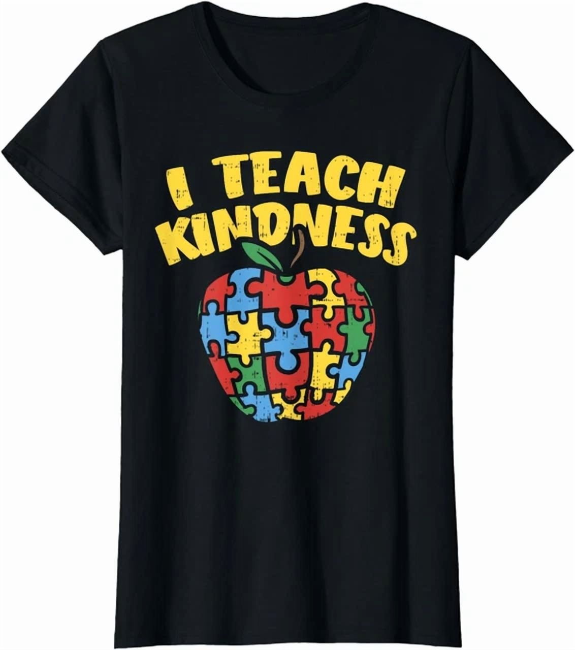 Autism Awareness I Teach Kindness Apple Puzzle T-Shirt - Walmart.com