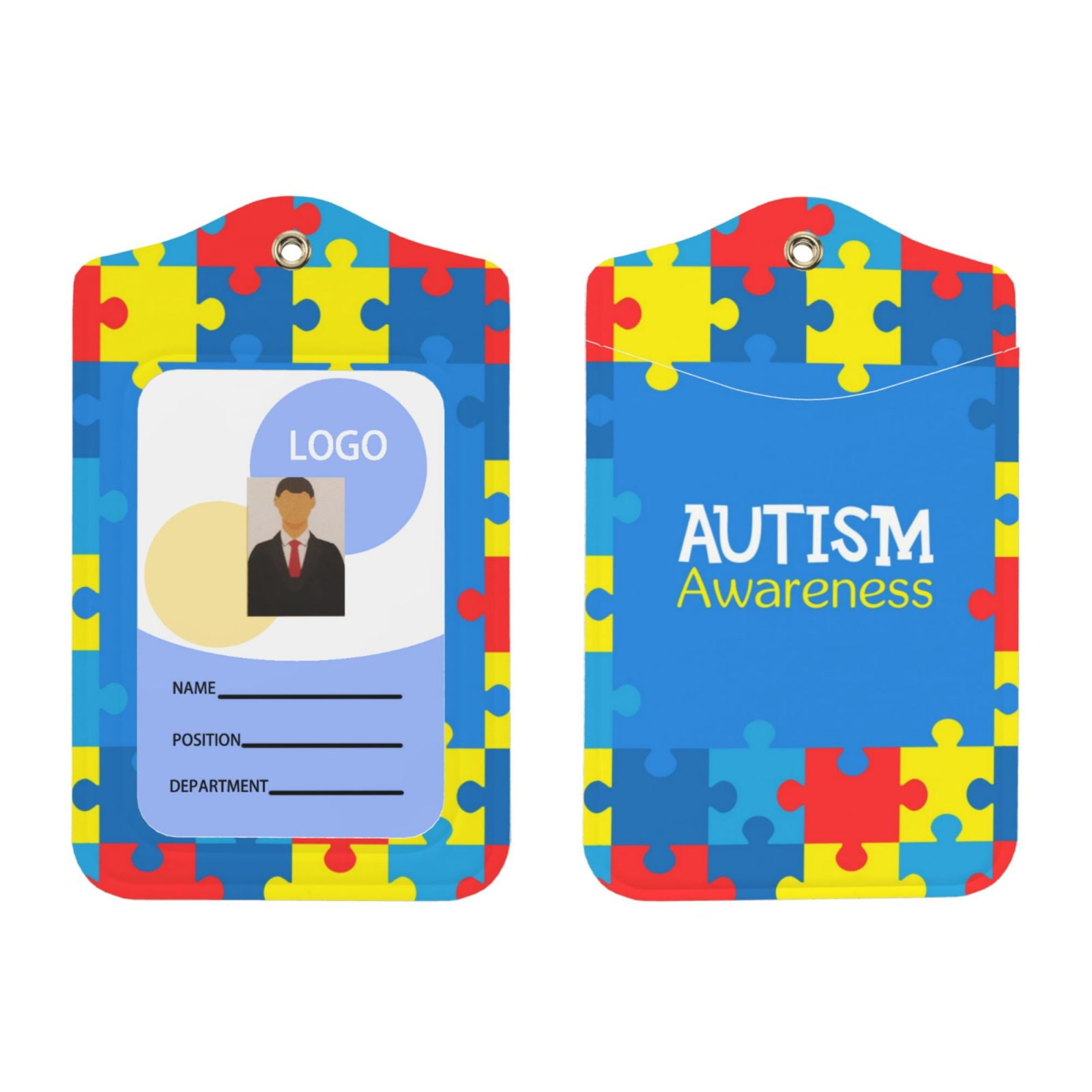 Autism Awareness Id Card Badge Leather Holder Case Protector For Key ...