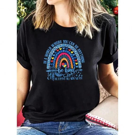 Autism Awareness Inspirational Rainbow Graphic Unisex T-Shirt Gift up ...