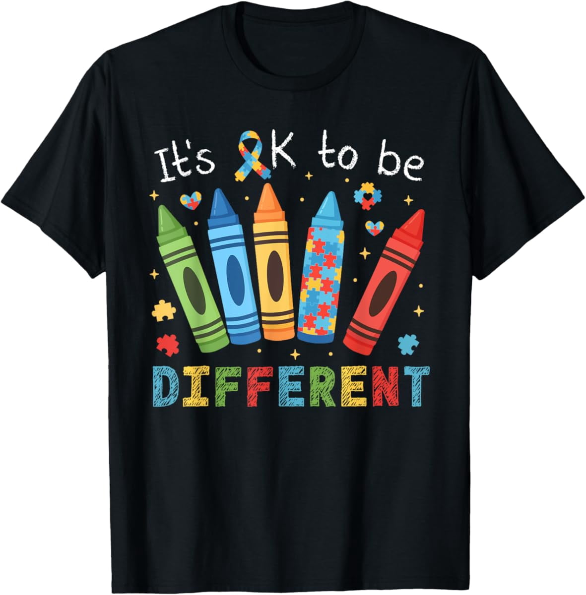 Autism Awareness It's Ok To Be Different Autistic Be Unique T-Shirt ...
