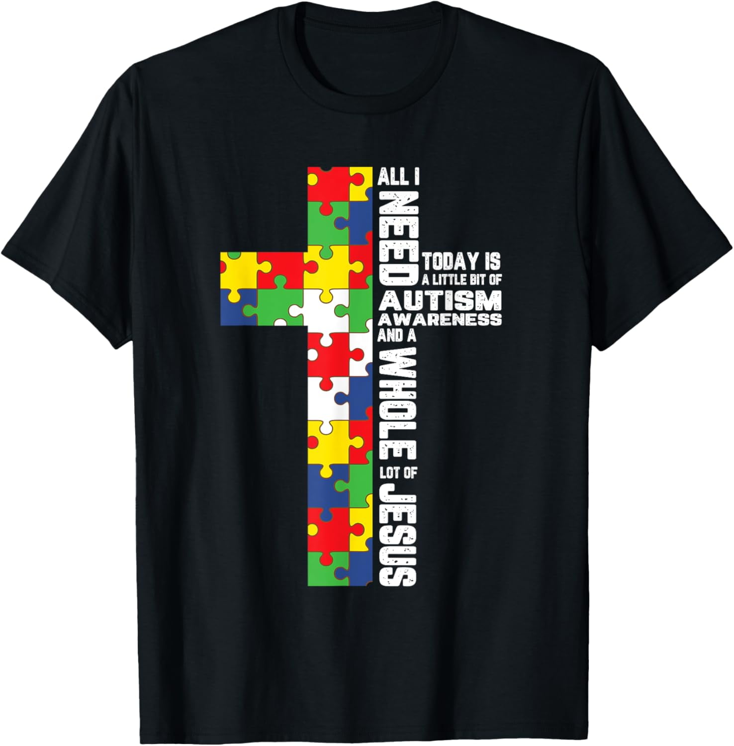 Autism Awareness Jesus Cross Puzzle Cool Christian Gifts T-Shirt ...
