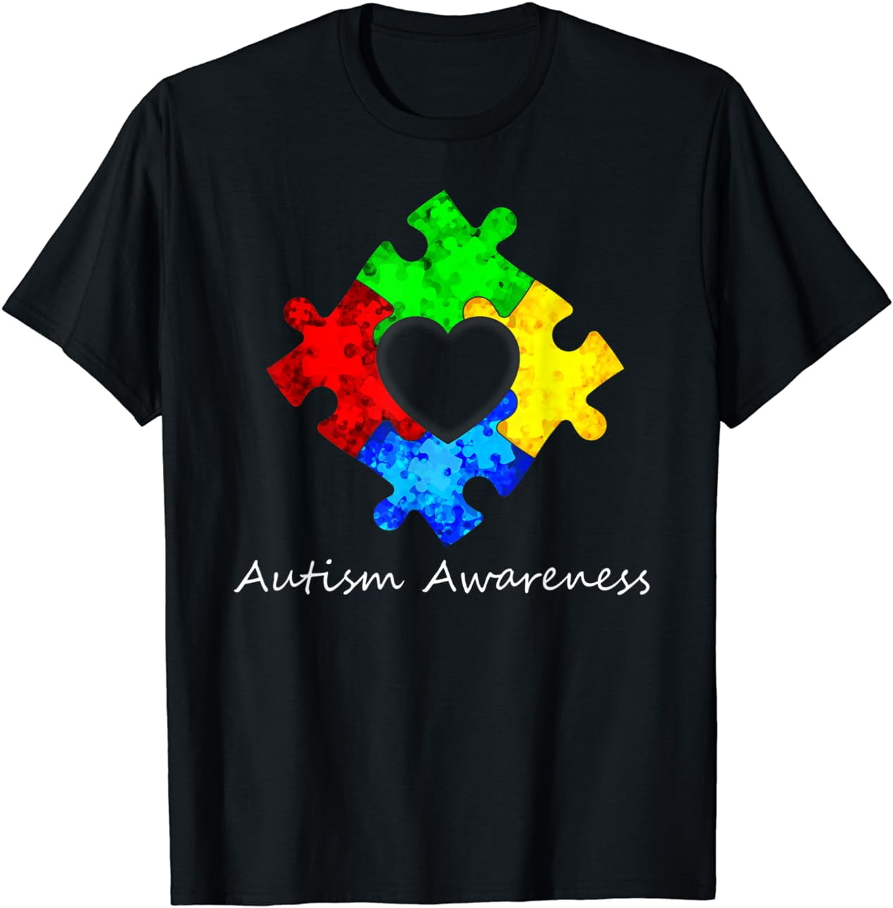 Autism Awareness Kindness Heart Puzzle Piece Acceptance T-Shirt ...