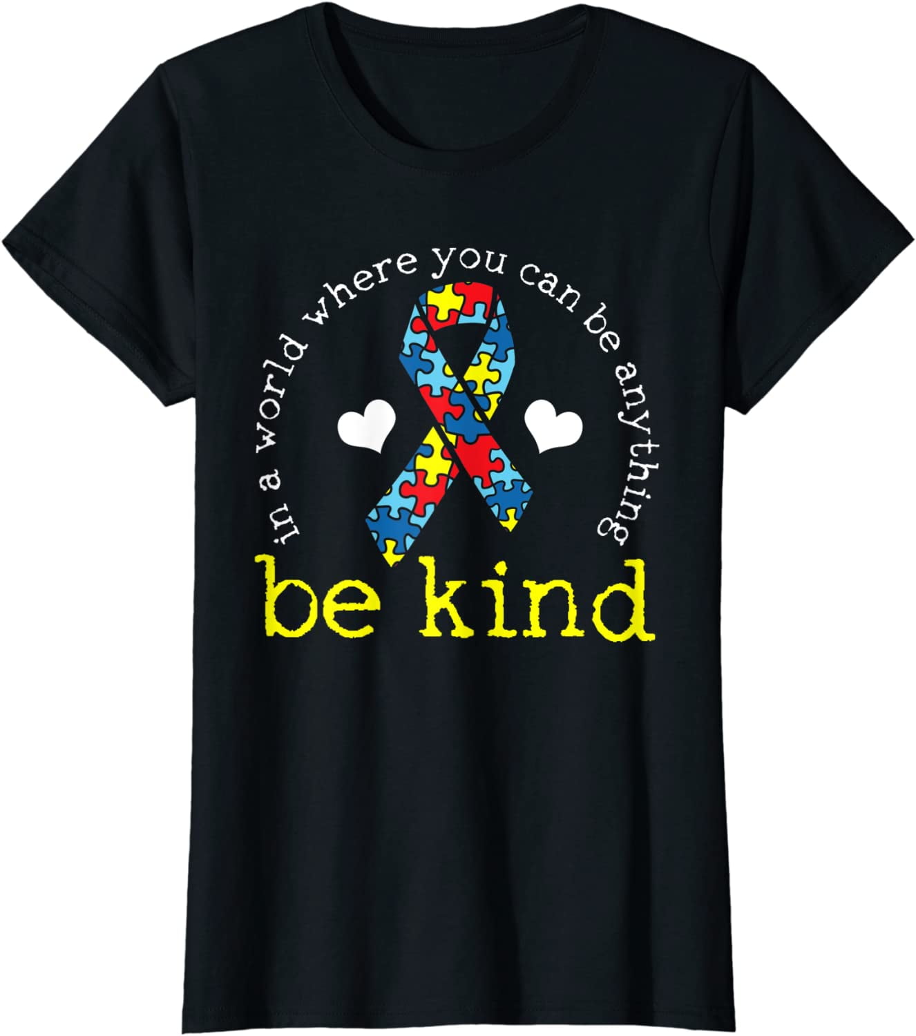 Autism Awareness Kindness Ribbon Heart T-Shirt - Walmart.com
