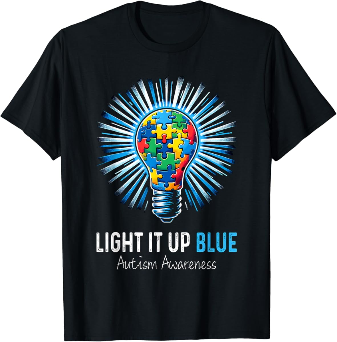 Autism Awareness Light Bulb Light it up Blue T-Shirt Gift for Men Women ...