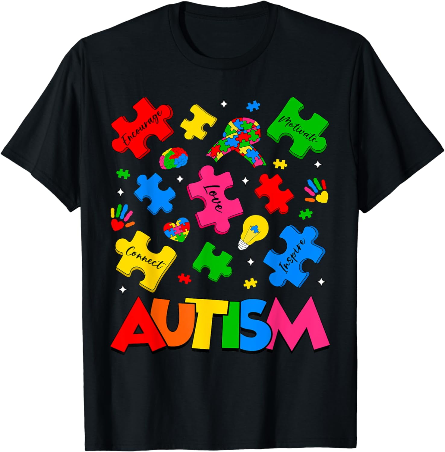 Autism Awareness Love Connect Encourage Motivate Inspire T-Shirt ...