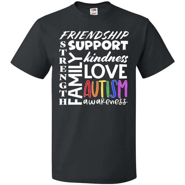 Autism Awareness Love, Friendship, Support T-Shirt Rainbow Colors Care ...