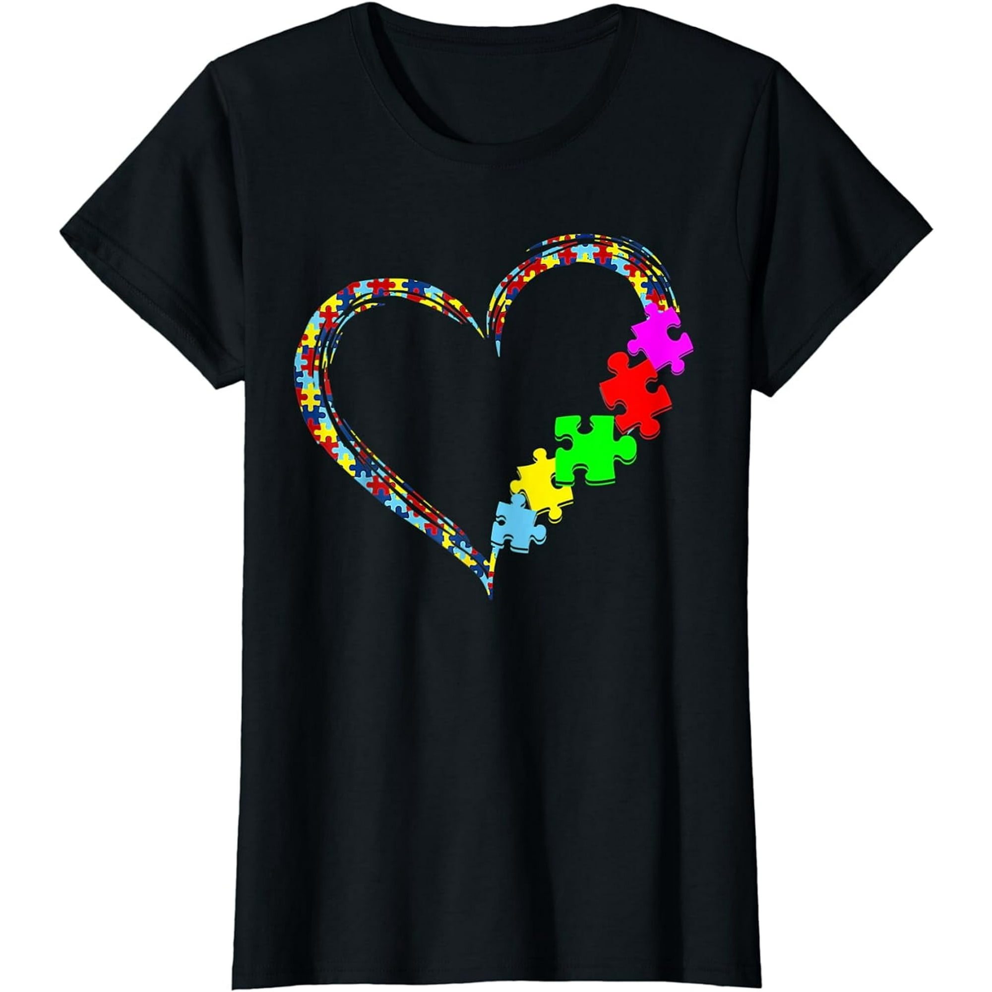 Autism Awareness Love Heart Puzzle Piece Gift Men Women T-Shirt ...