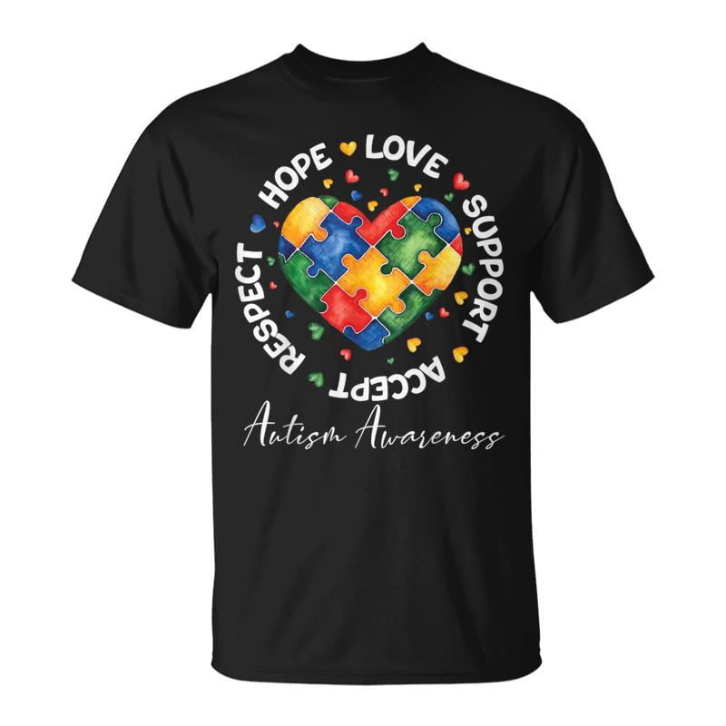 Autism Awareness Love Heart Puzzle Pieces TShirt - Walmart.com