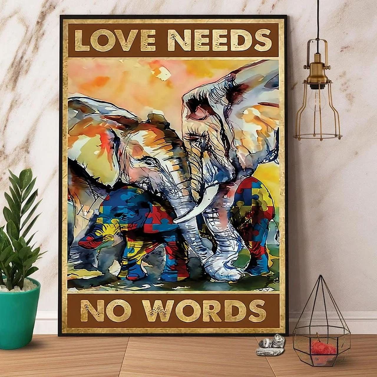 Autism Awareness Love Needs No Words Paper Poster Home Decor Vintage ...