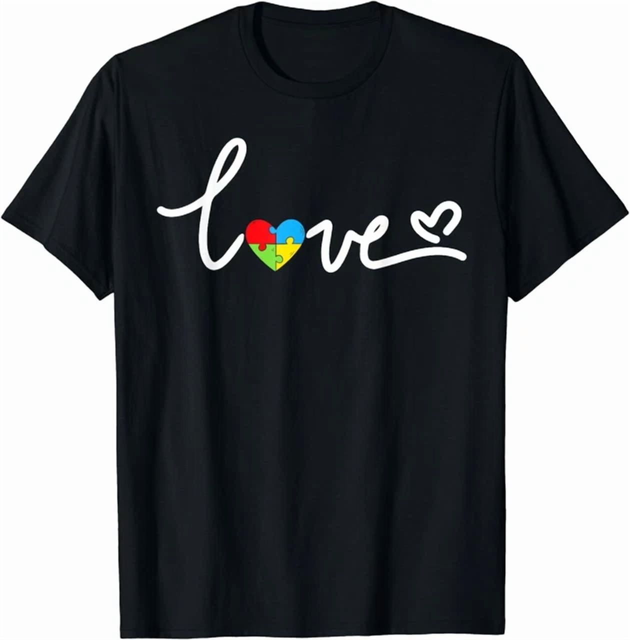 Autism Awareness Love Puzzle Pieces Of Heart Unisex S-5XL T-Shirt ...