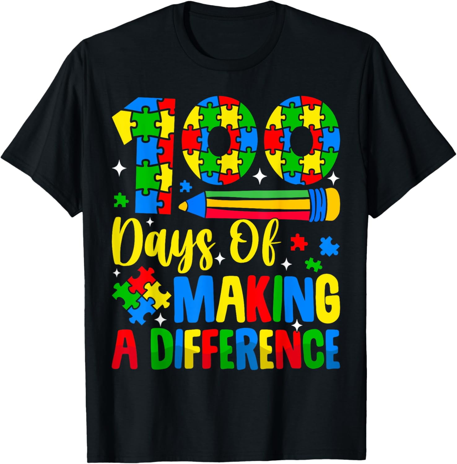 Autism Awareness Making Differences 100 Days Of School T-Shirt ...