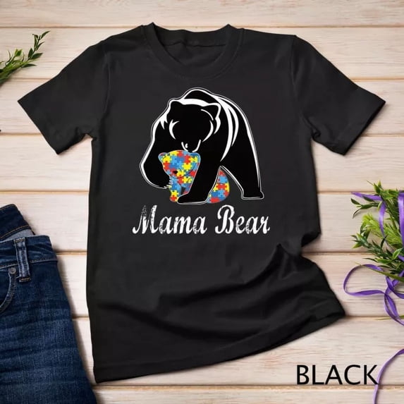 Autism Awareness Mama Bear Support Autistic Adults Unisex S-5XL T-Shirt ...